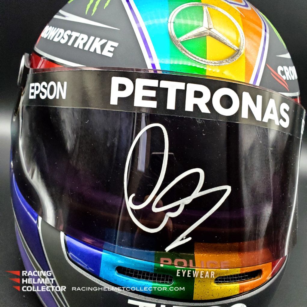 Lewis Hamilton Signed Helmet Visor 2021 Rainbow Abu Dhabi GP Autograph – Racing Helmet Collector ...