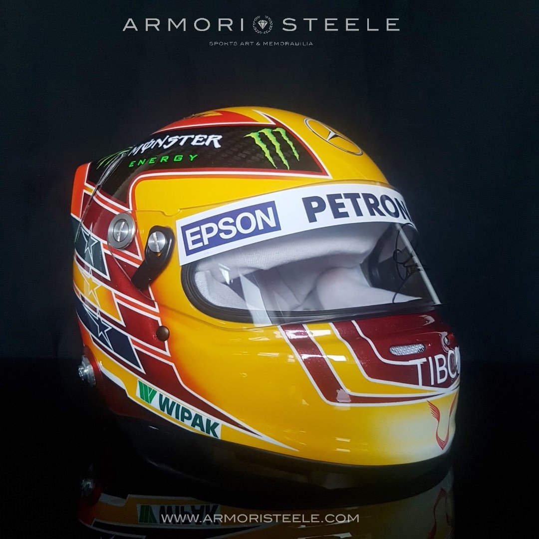 LEWIS HAMILTON 2017 SIGNED AUTOGRAPHED F1 HELMET FULL SIZE 1/1 SCALE D ...