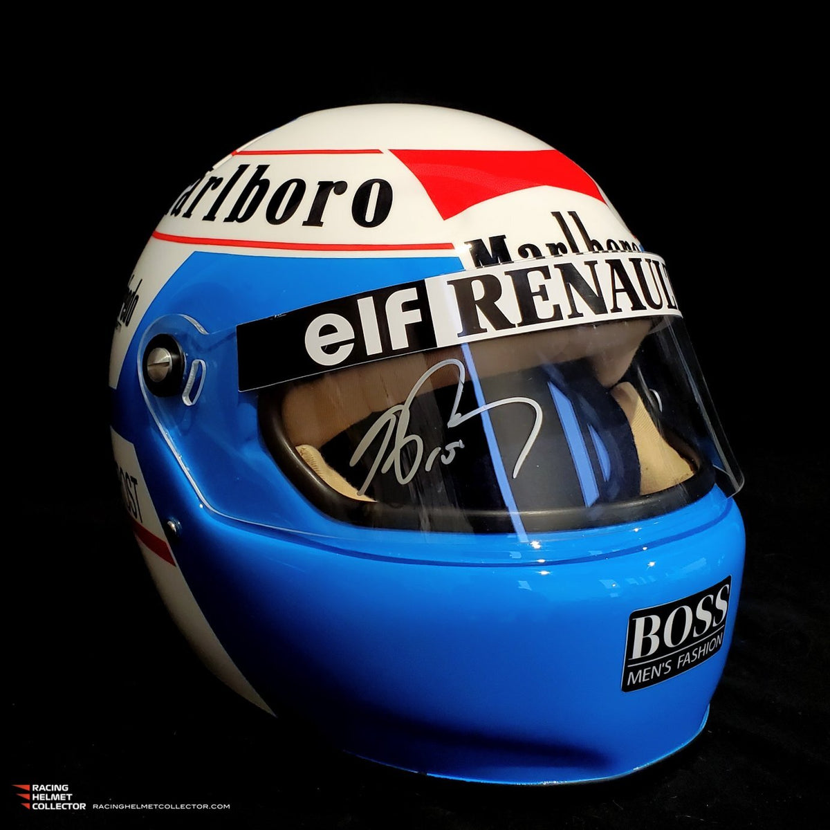Alain Prost Signed Helmet Visor 1985 Pale Blue Display Tribute Full Sc ...