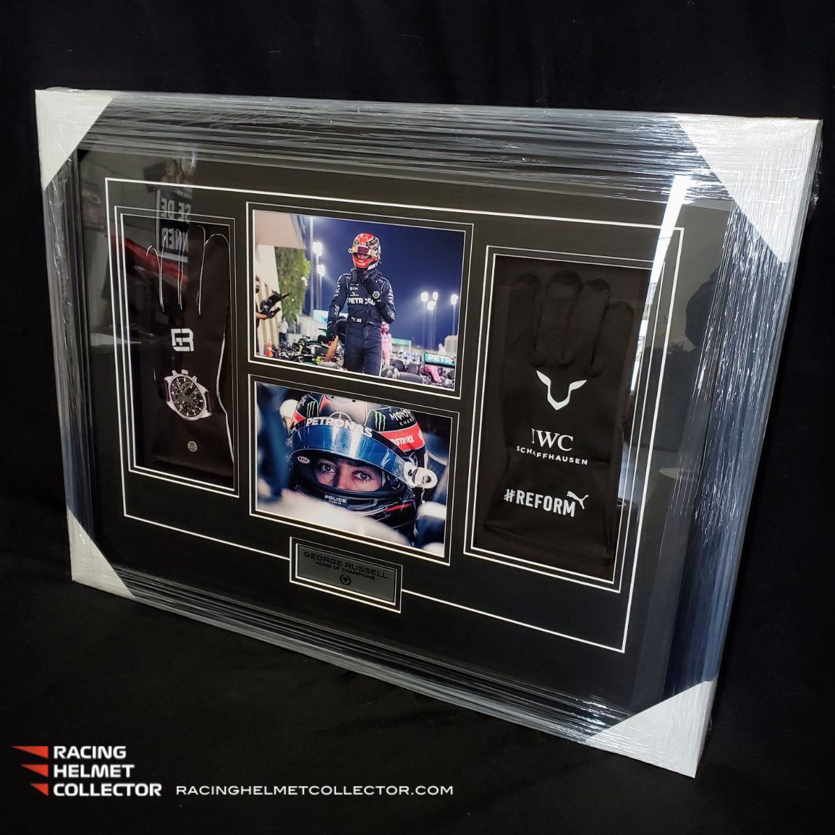 George Russell Signed Black Gloves Replica Fully Wood Framed AS-02441 ...