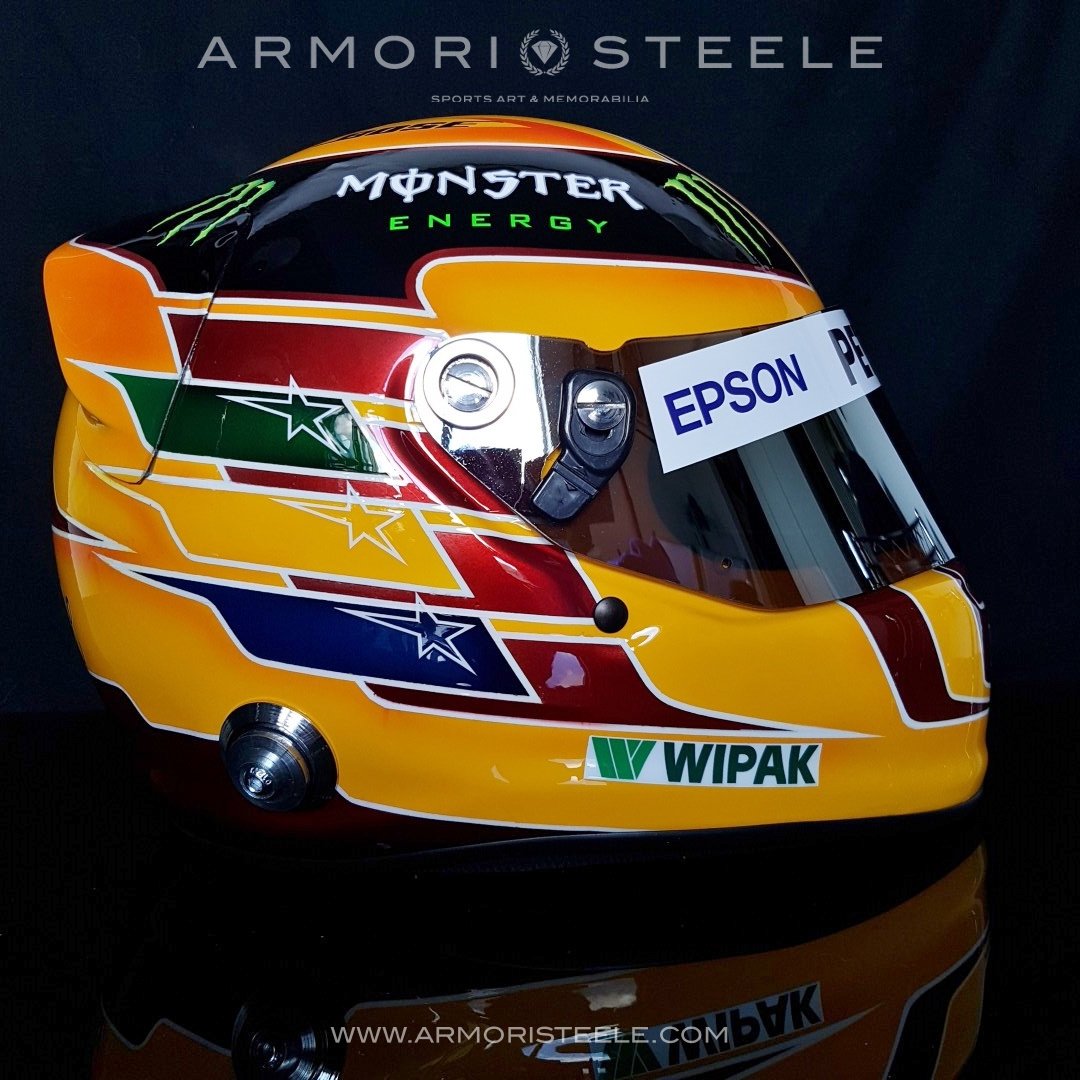 LEWIS HAMILTON 2017 SIGNED AUTOGRAPHED YELLOW F1 HELMET FULL SIZE 1:1 ...