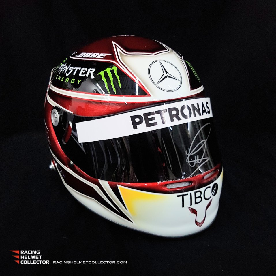 Lewis Hamilton Signed Helmet 2019 White Tribute Black Visor 1:1 Full S ...
