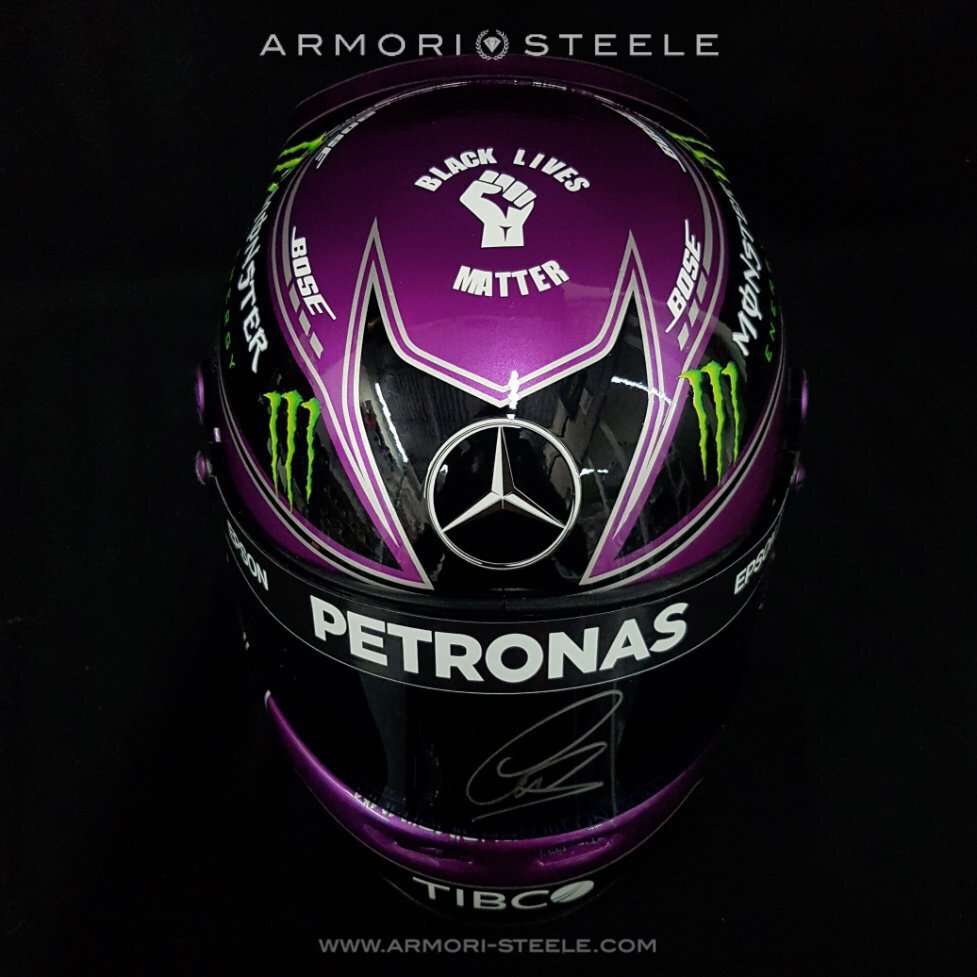 Lewis Hamilton 2020 Signed Black & Purple BLM Autographed Visor Tribut ...