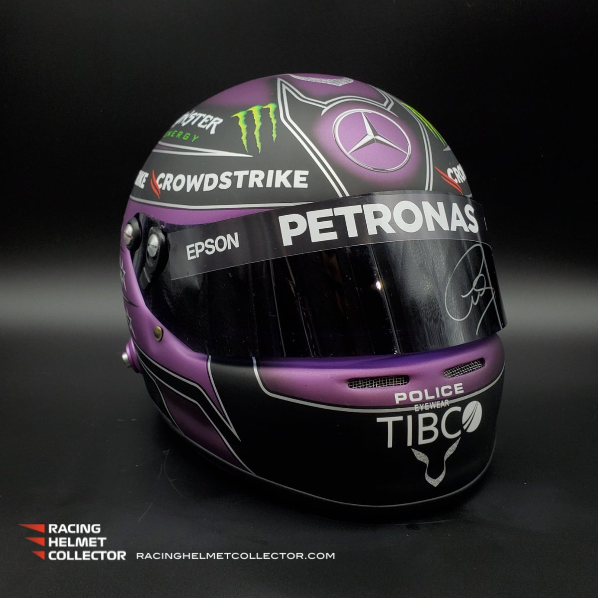 Lewis Hamilton Signed Helmet 2021 Black & Purple Tribute Black Visor 1 ...
