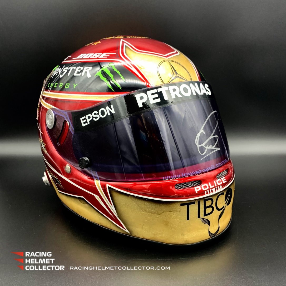 Lewis Hamilton Signed Helmet Visor 2019 Gold Abu Dhabi Autographed Dis ...