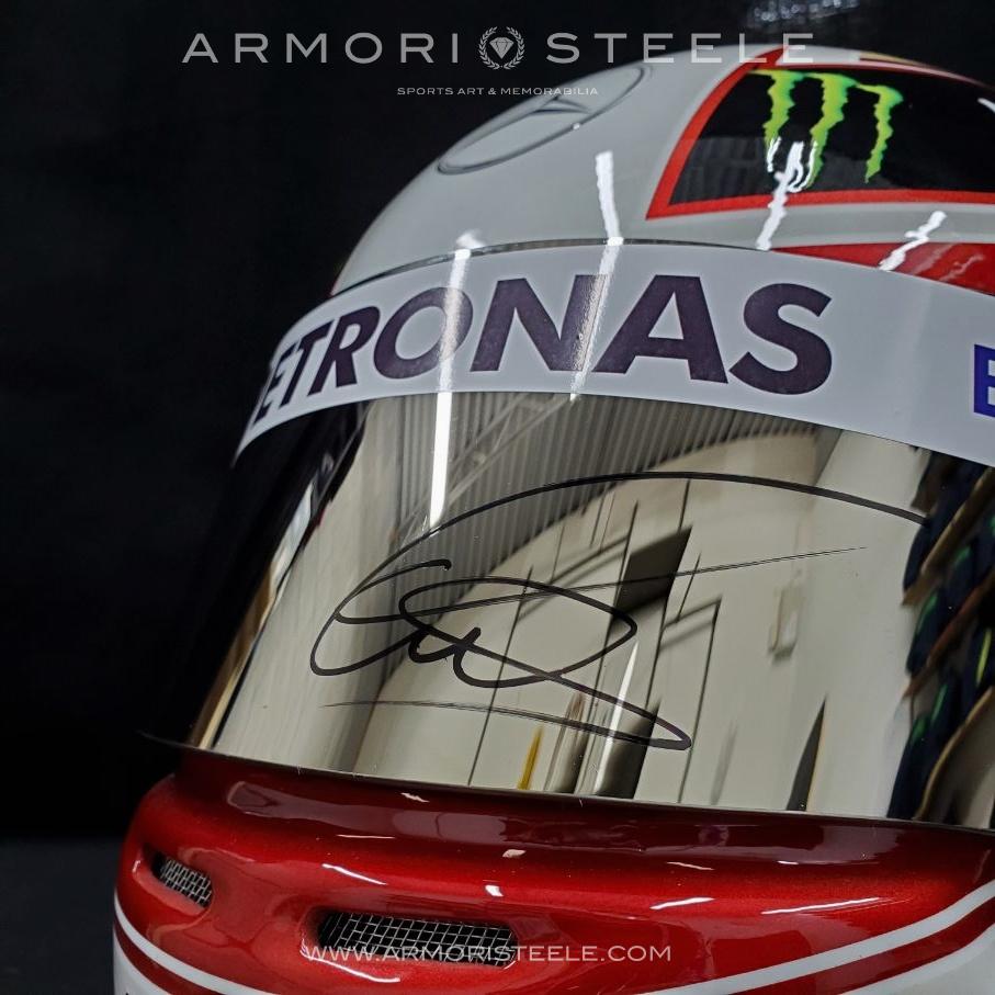 LEWIS HAMILTON SIGNED AUTOGRAPHED F1 HELMET WHITE 2018 FULL SCALE DISP ...